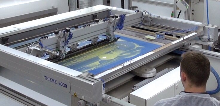 Screen printing line for architectural glass with highest possible ...